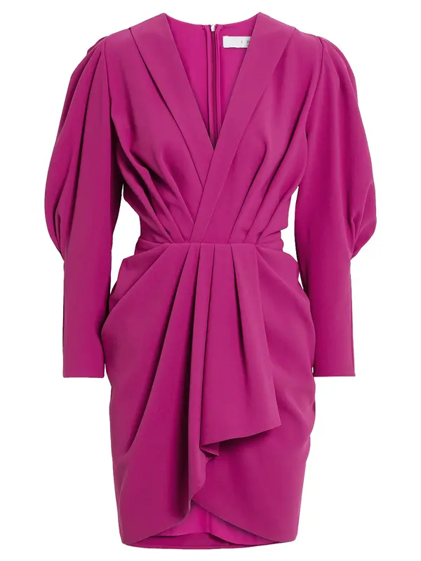 IRO PARIS Kalea Wrap-effect Pleated Crepe Mini Dress - Fuchsia