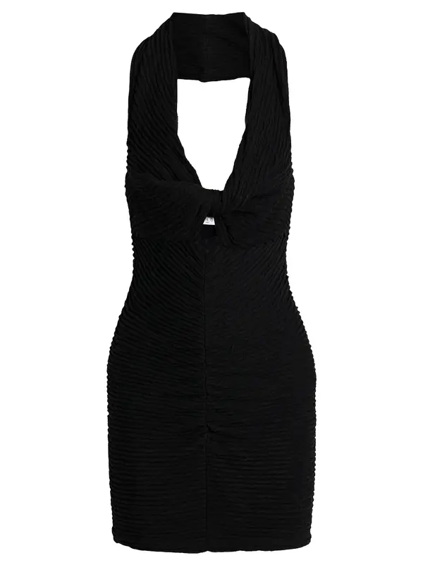 IRO PARIS Oxanne Ribbed-knit Mini Halterneck Dress - Black