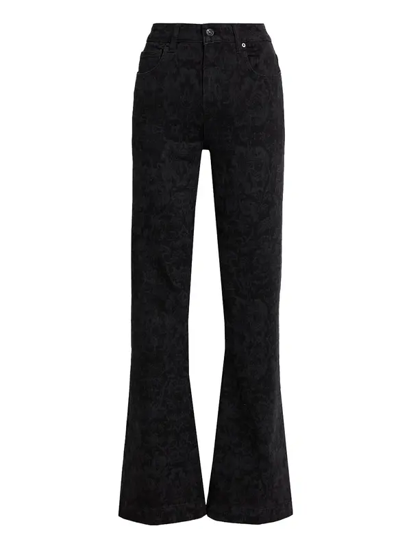 Paige Leenah Printed Wide-leg Jeans - Black