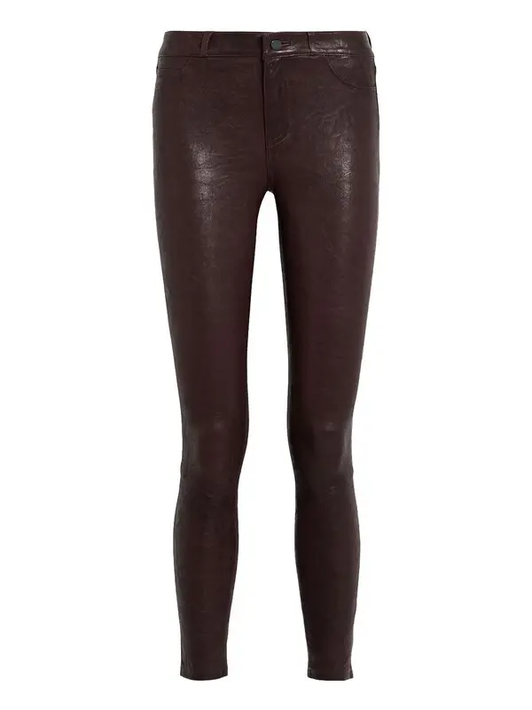 Paige Verdugo Faux Leather Skinny Pants - Grape
