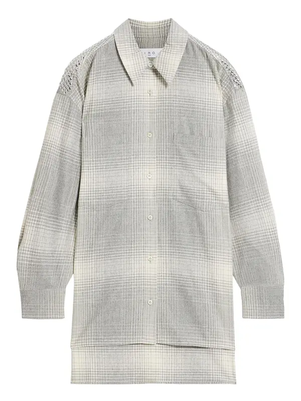 IRO PARIS Joye Studded Flannel Shirt - Light Gray