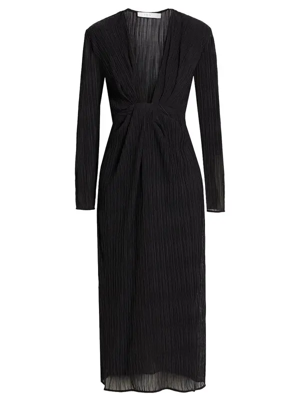 IRO PARIS Alofi Plissé Mesh Midi Dress - Black