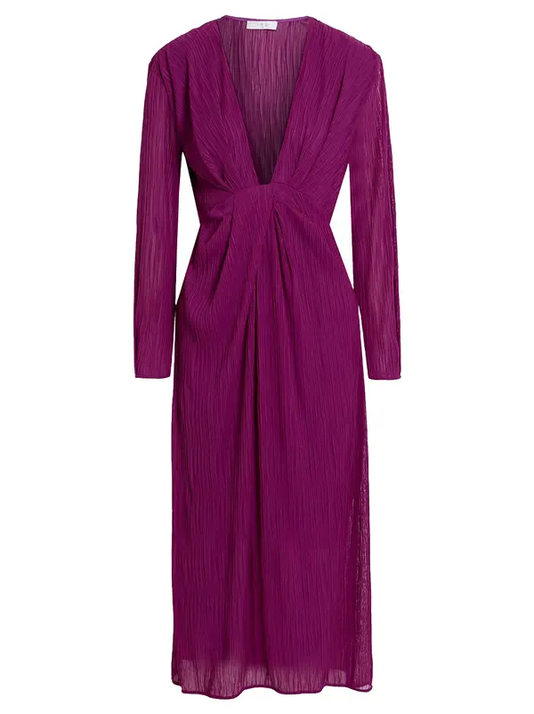 IRO PARIS Alofi Plissé-mesh Midi Dress - Magenta