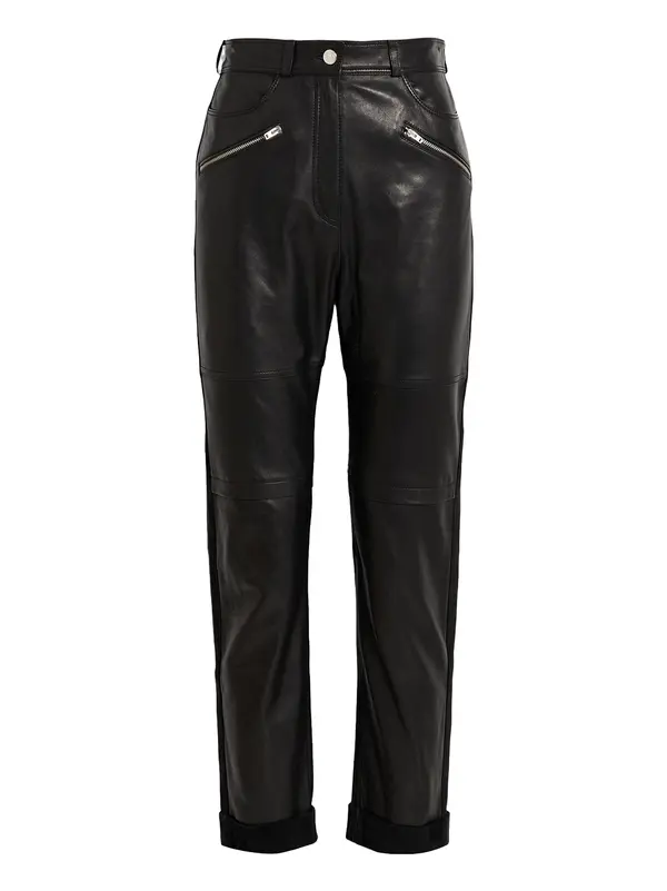 IRO PARIS Aysel Leather Straight-leg Pants - Black