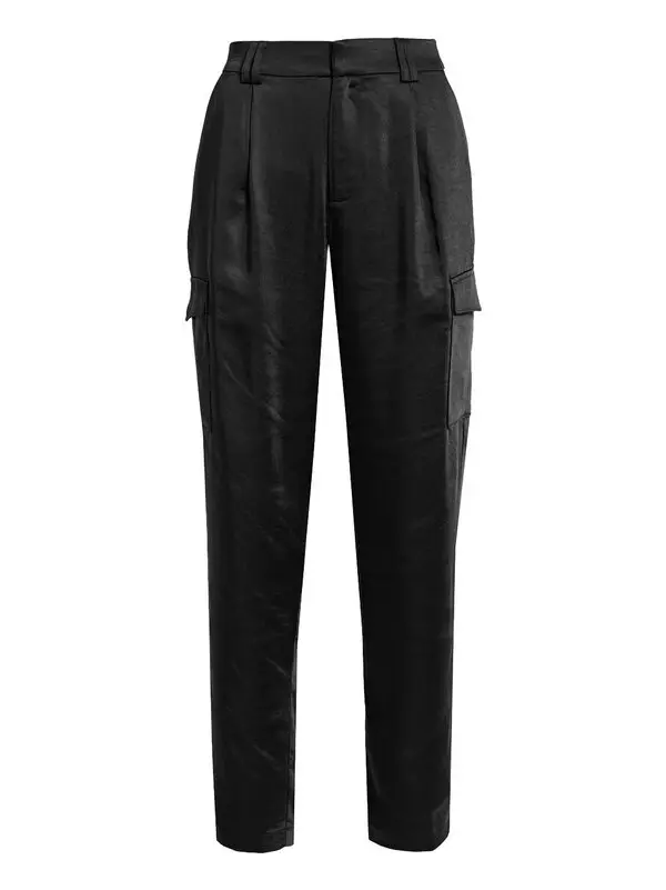 Paige Satin Cargo Pants - Black