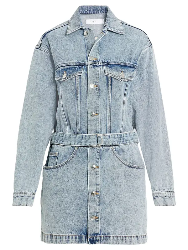 IRO PARIS Glacian Belted Denim Mini Dress - Light Denim