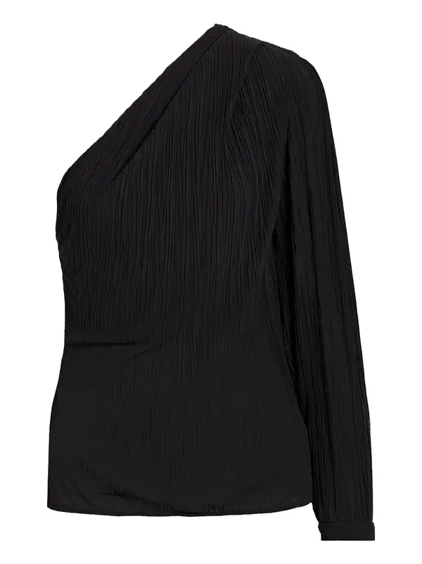 IRO PARIS Amalys One-sleeve Plissé Georgette Top - Black