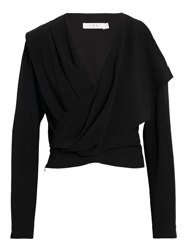 IRO PARIS Kayla Draped Crepe Blouse - Black