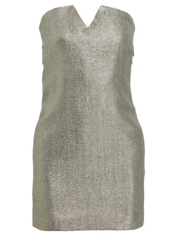 IRO PARIS Rayen Strapless Lamé Mini Dress - Grey Green