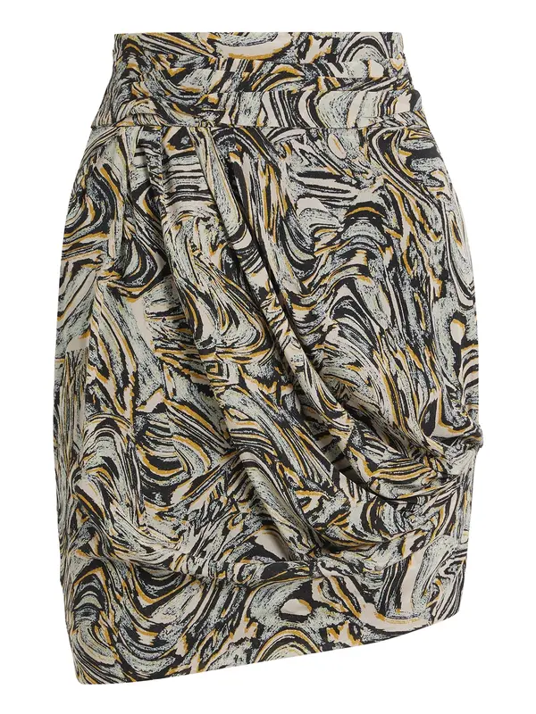 IRO PARIS Fazzia Printed Draped Mini Skirt - Beige