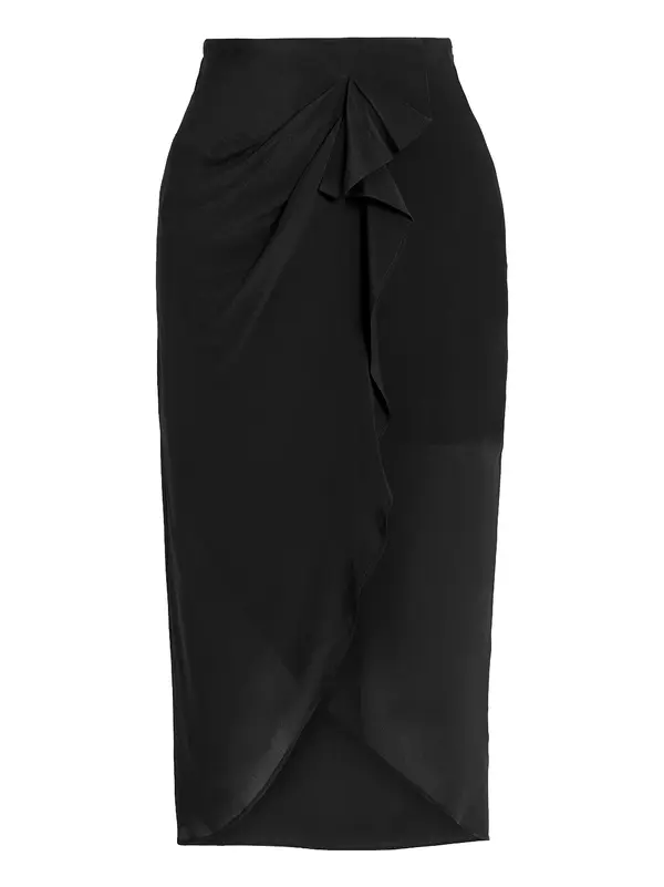IRO PARIS Gyselle Draped Silk Crepe De Chine Midi Skirt - Black