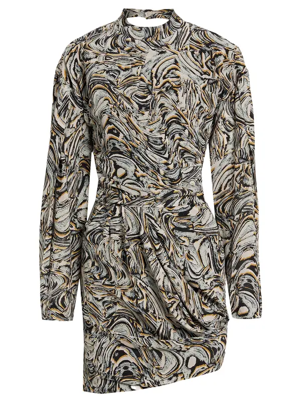 IRO PARIS Francia Printed Silk-crepe Mini Dress - Beige