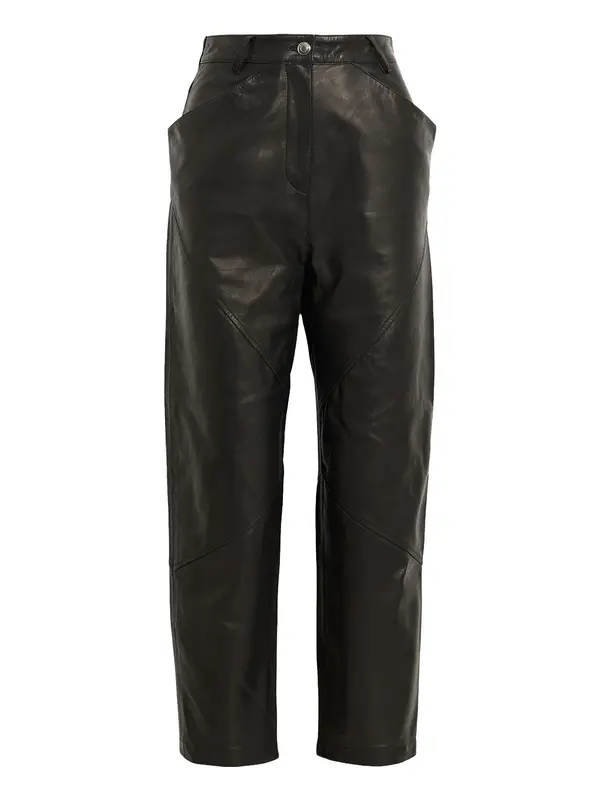 IRO PARIS Hazel Leather Straight-leg Pants - Black
