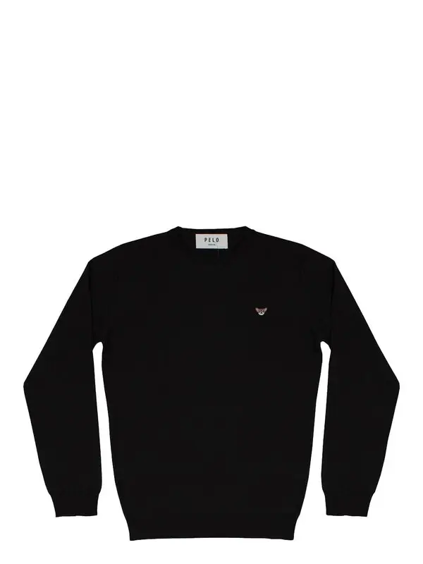 PELO FOUNDATION Crew Neck Merino Wool Pullover - Black