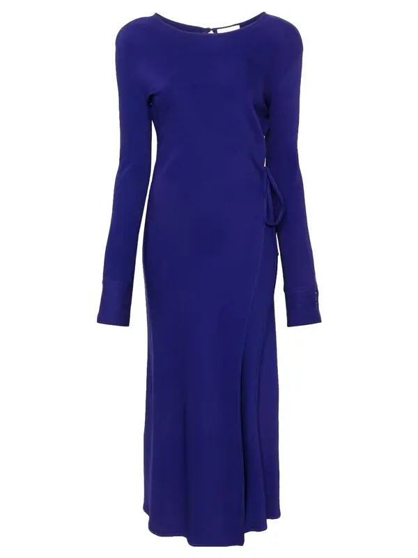 FORTE_FORTE Stretch Cady Crepe Wrapover Dress - Blue