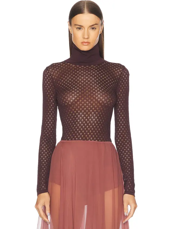 Chloé Knit Long Sleeve Top - Burgundy
