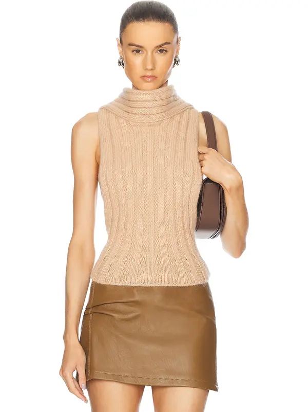 AREA Sleeveless Twisted Top - Light Beige