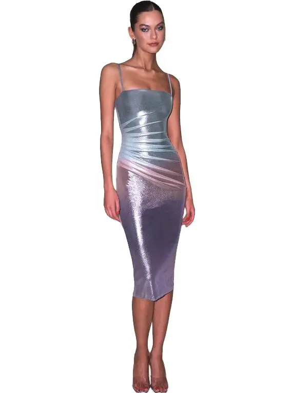 Fleur Du Mal Ombré Shine Midi Dress - Metallic