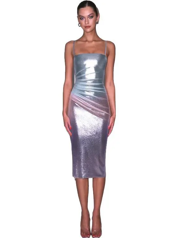 Fleur Du Mal Ombré Shine Midi Dress - Metallic