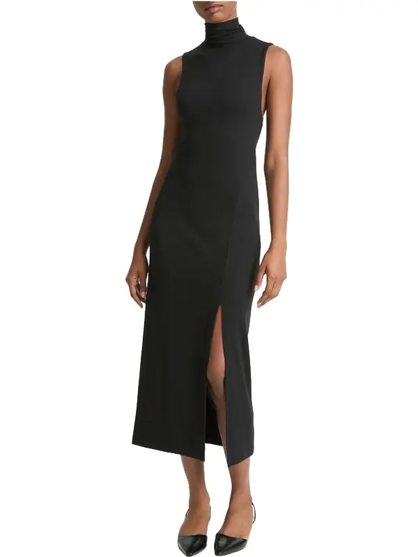 Vince Sleeveless Turtleneck Dress - Black