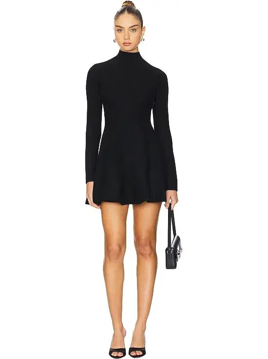FLEUR DU MAL Knit Long Sleeve Corset Dress - Black