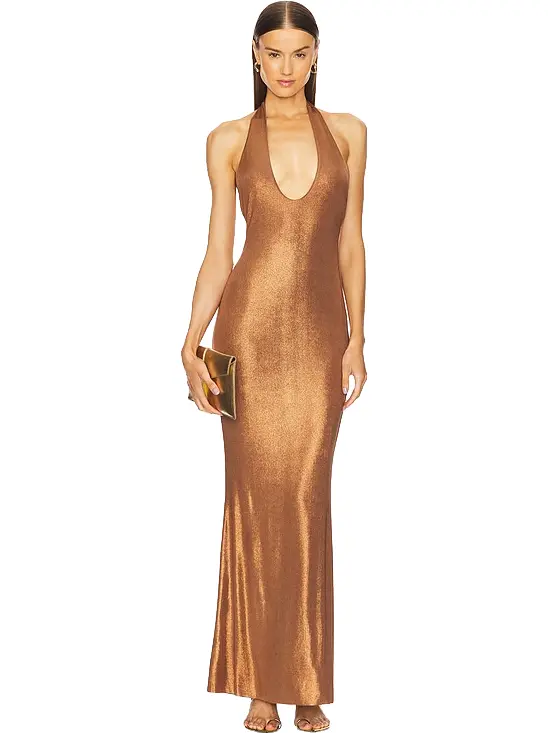 MICHAEL COSTELLO X Soleil Metallic Gown - Bronze