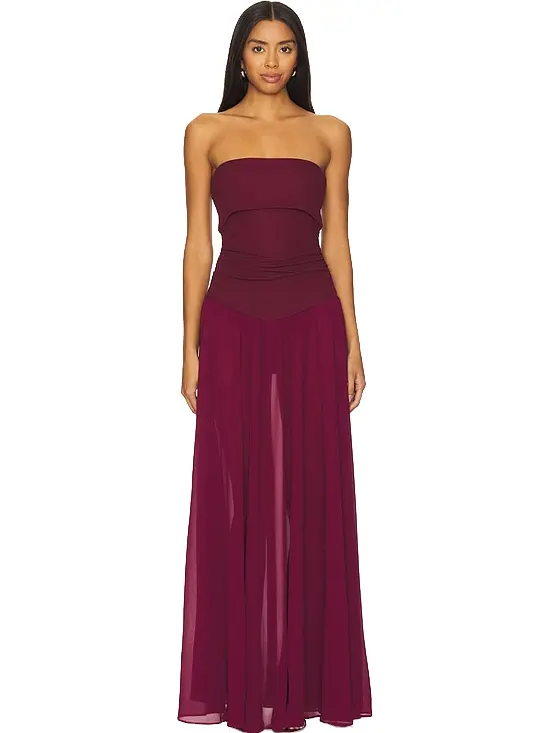 CAMILA COELHO Minji Maxi Dress - Maroon