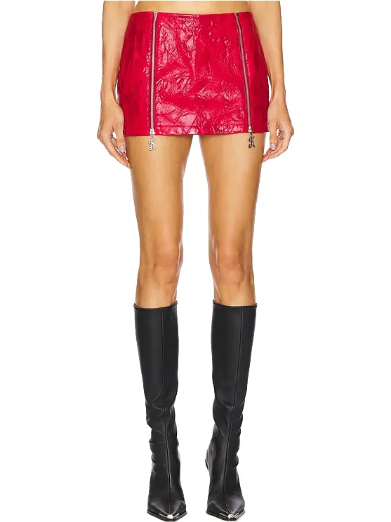 KIM SHUI Mini Skirt With Zipper Detail - Red