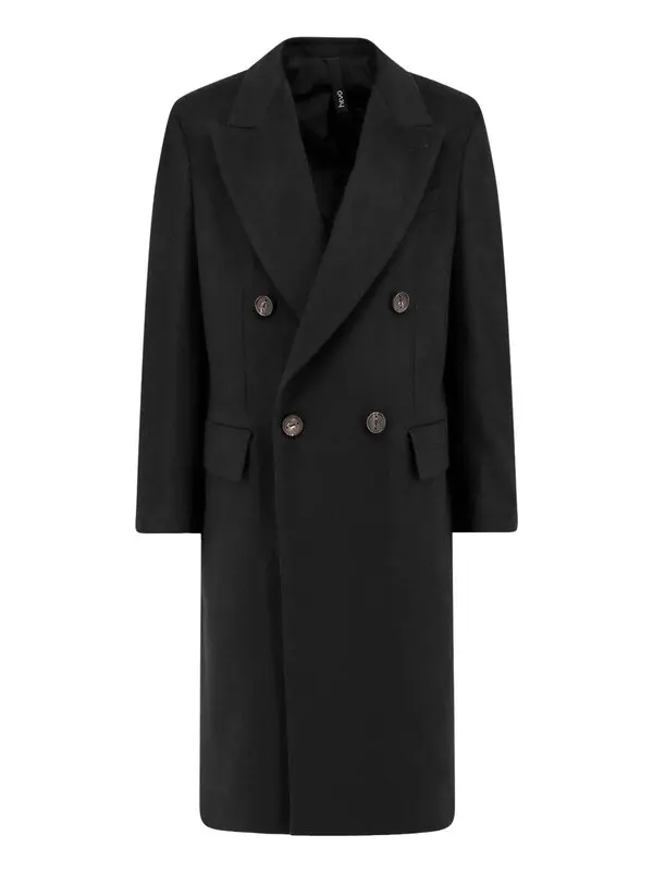 HEVO Cashmere Coat With Satin Lining - Black