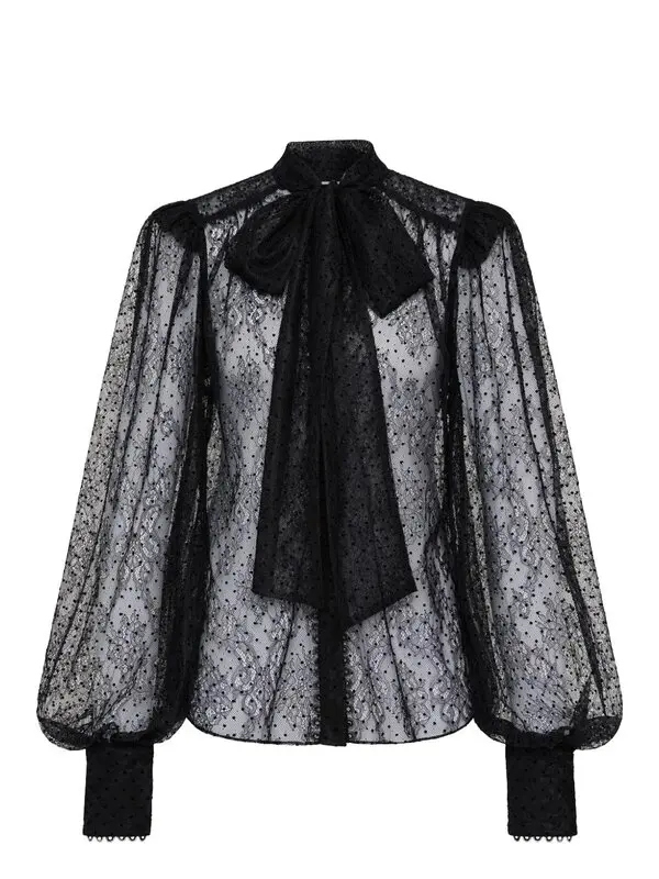 Rebecca Vallance Ethel Semi-sheer Blouse - Black