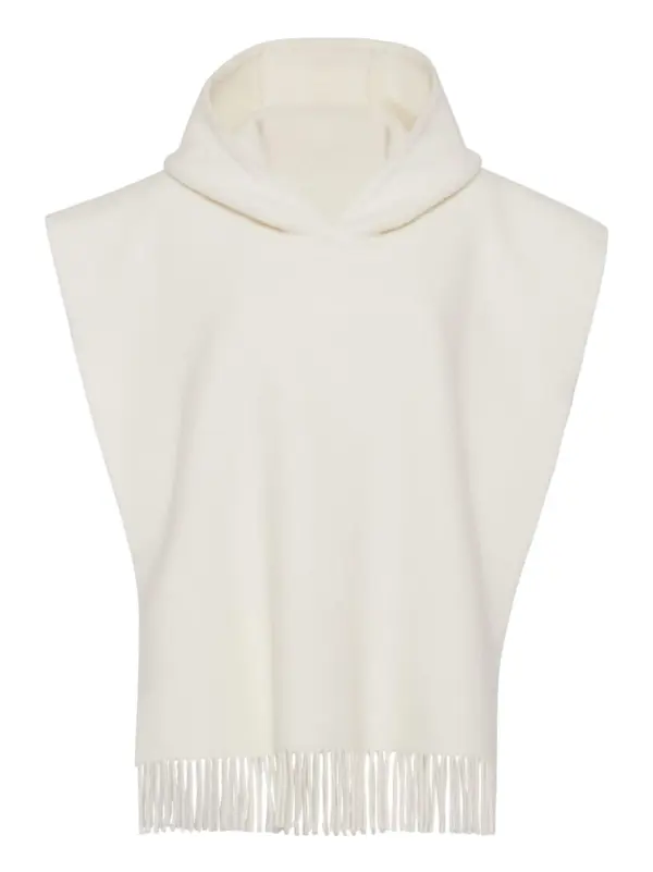 Brunello Cucinelli Fringed Cape - White