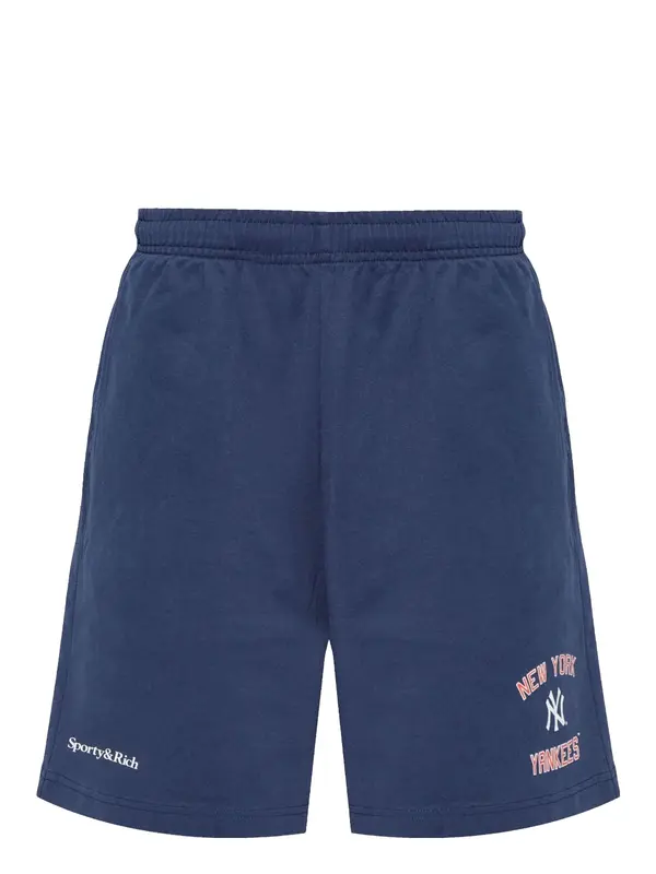 SPORTY & RICH X 47 X New York Yankees Logo-print Track Shorts - Blue
