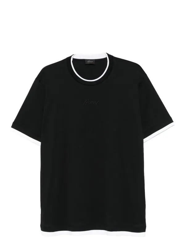 Brioni Logo-embroidered T-shirt - Black