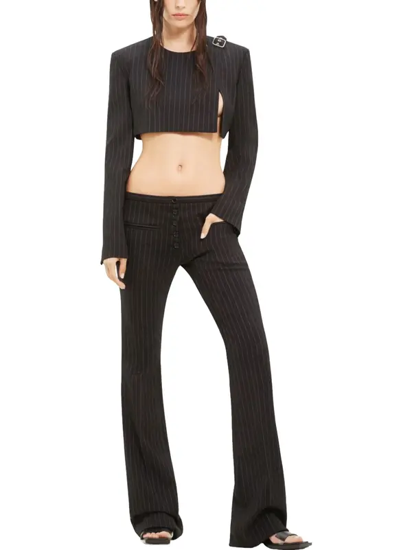 COURREGES Tailored Pinstripe Trousers - Black