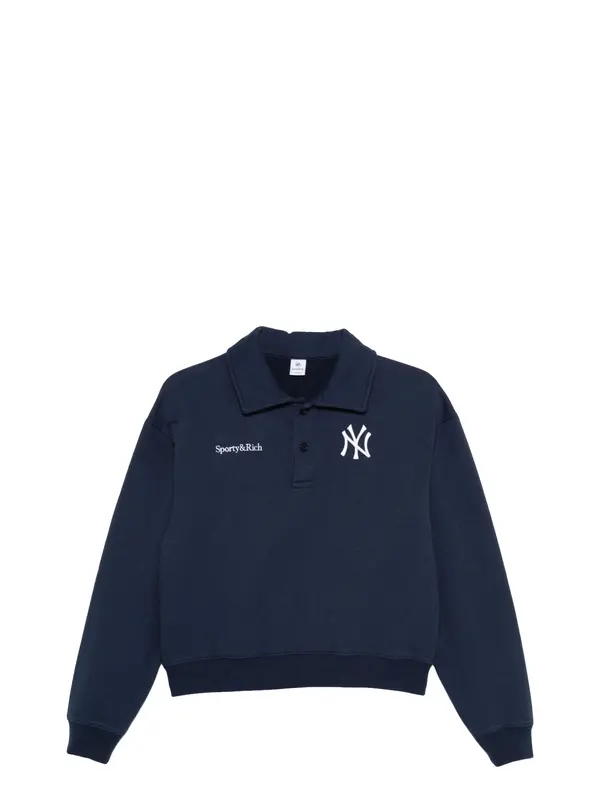 SPORTY & RICH Yankees Serif Polo Top - Blue