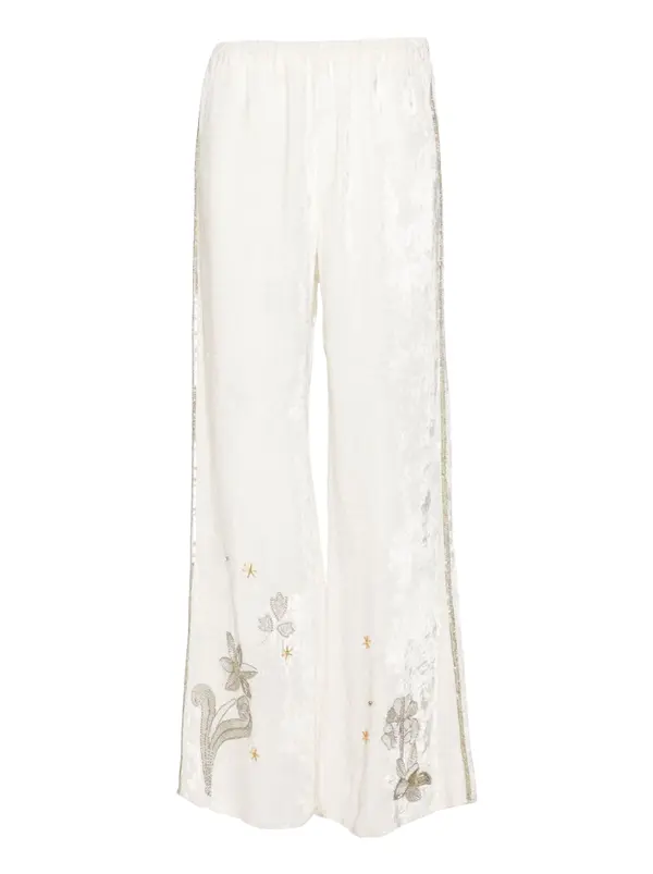 FORTE_FORTE Velvet Wide-leg Trousers - White