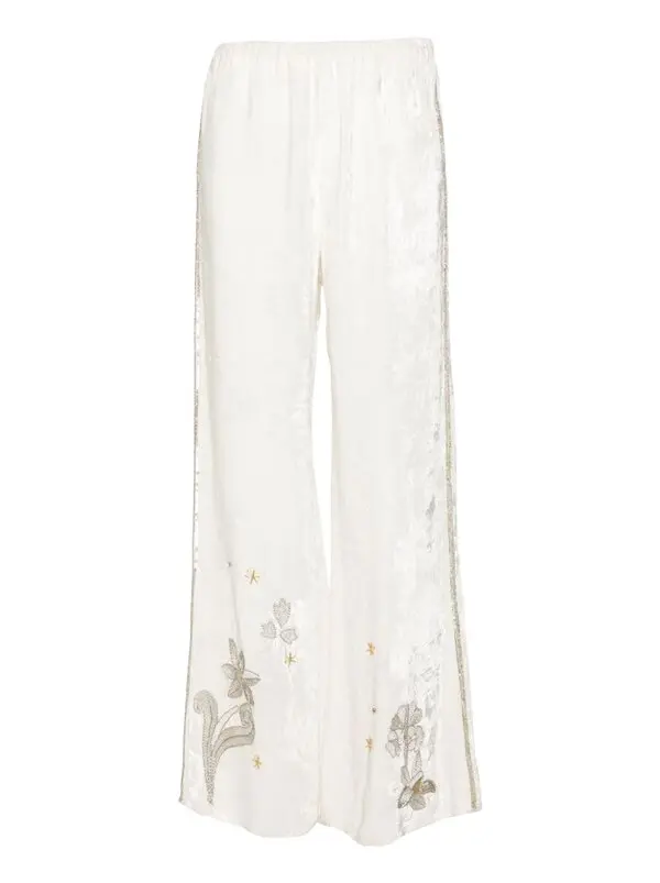 FORTE_FORTE Velvet Wide-leg Trousers - White