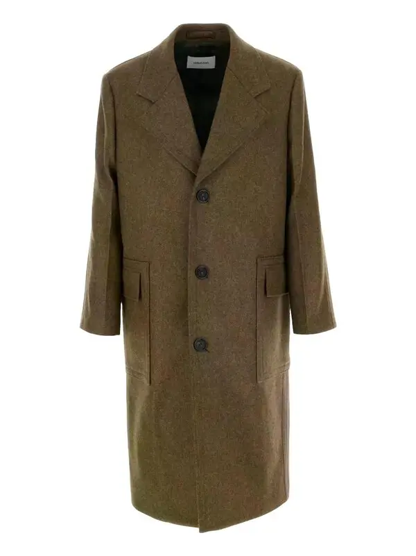 FERRAGAMO Belted Virgin Wool Coat - Brown