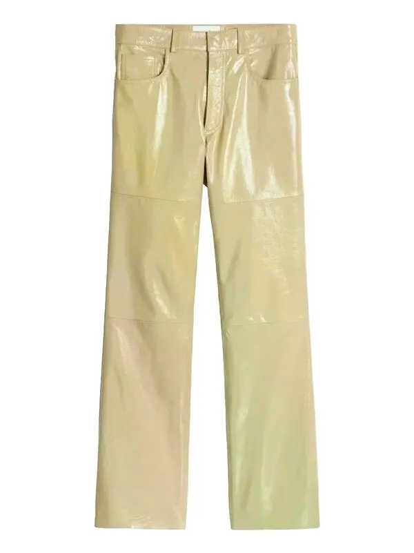 AMI Paris Straight-leg Leather Trousers - Neutrals