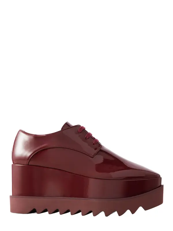 Stella McCartney Elyse Vegetarian Patent-leather Platform Brogues - Burgundy