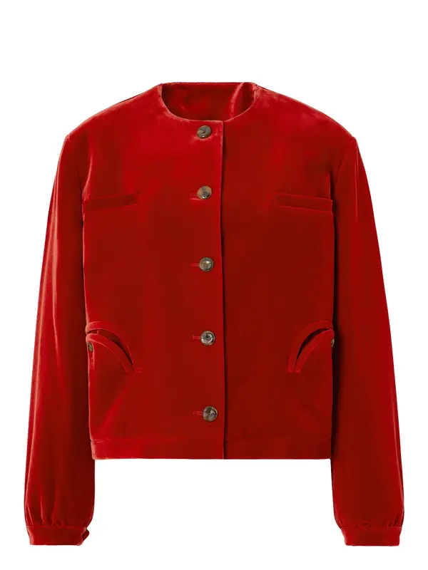 BLAZÉ MILANO Jealousy Cotton-velvet Jacket - Red
