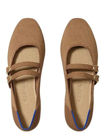 Rothy's The Double Buckle Mary Jane Flats - Tan