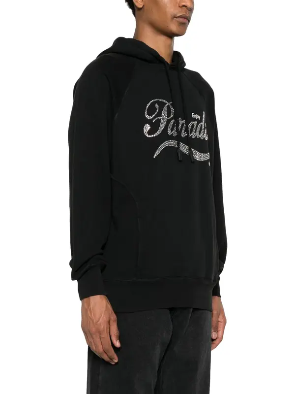 3.PARADIS Crystal-logo Hoodie - Black