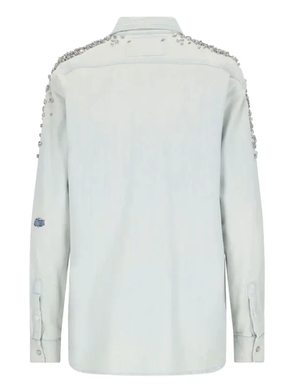 GOLDEN GOOSE Crystal-embellished Denim Shirt - Blue