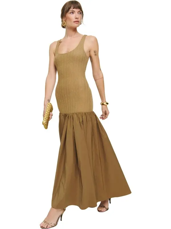 REFORMATION Kella Knit Maxi Dress - Gold