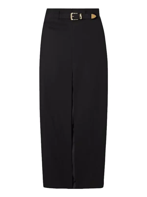 Brandon Maxwell The Pierce Belted Cotton-crepe Maxi Skirt - Black