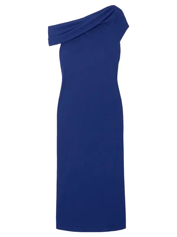 Givenchy Asymmetric Draped Crepe Midi Dress - Blue