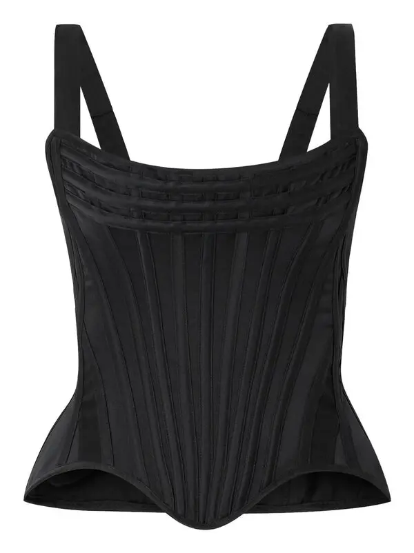 WIEDERHOEFT Recycled-satin Bustier Top - Black