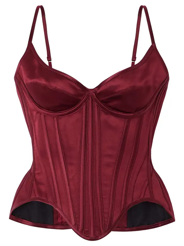 WIEDERHOEFT Salon Silk-satin Bustier Top - Burgundy