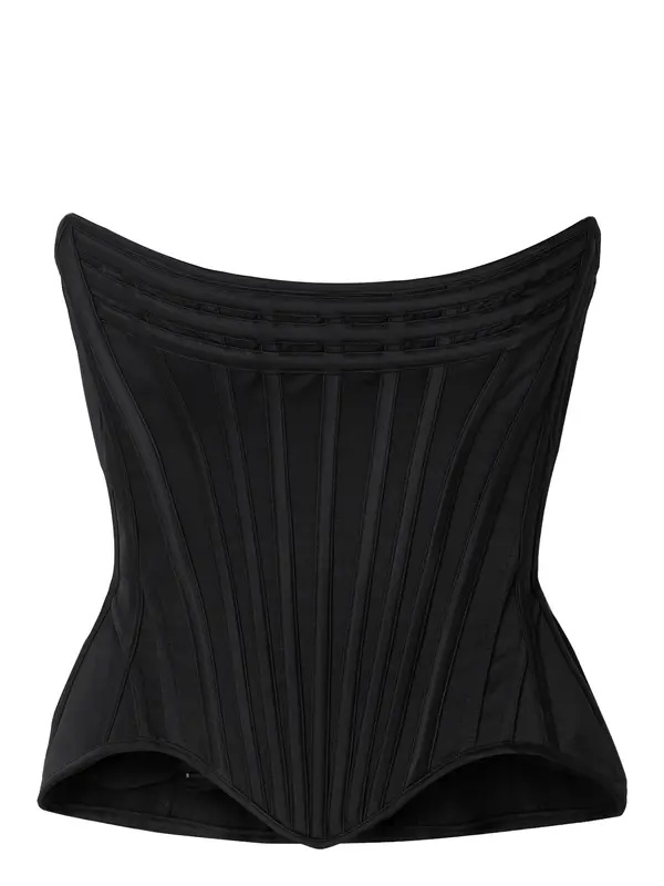 WIEDERHOEFT Wasp Strapless Recycled-satin Bustier Top - Black